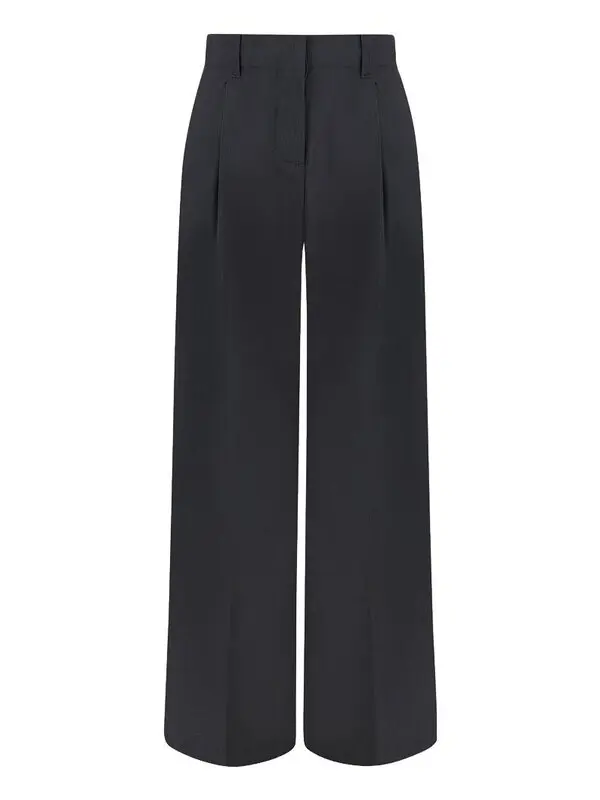 Paul & Shark Wool Stretch Wide Leg Trousers - Black