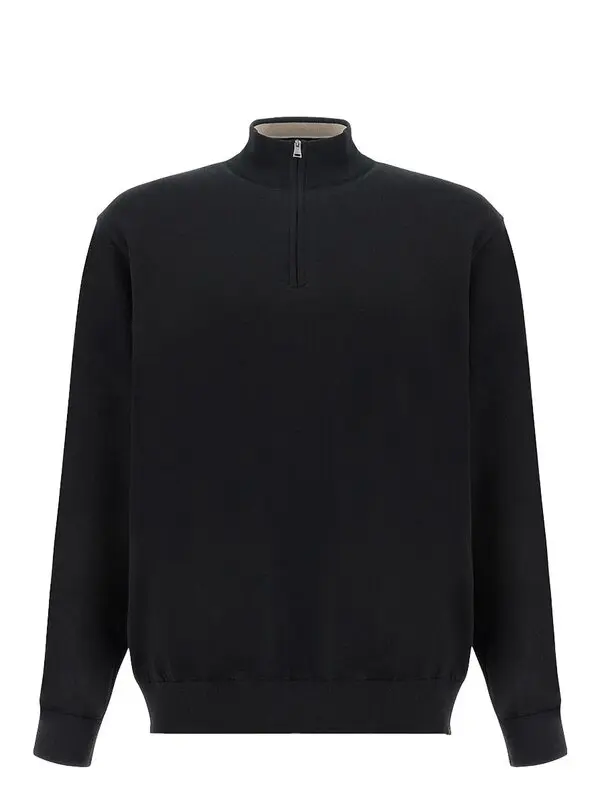 Paul & Shark Piuma Cotton Half-zip Sweater - Black