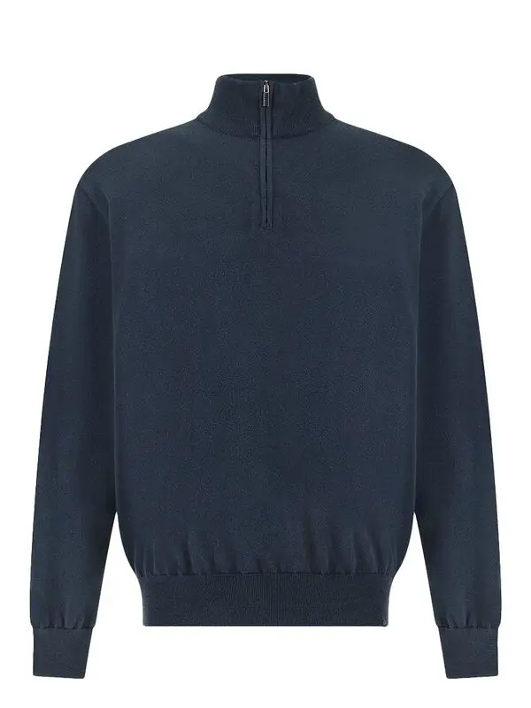 Paul & Shark Piuma Cotton Half Zip Sweater - Dama Blue