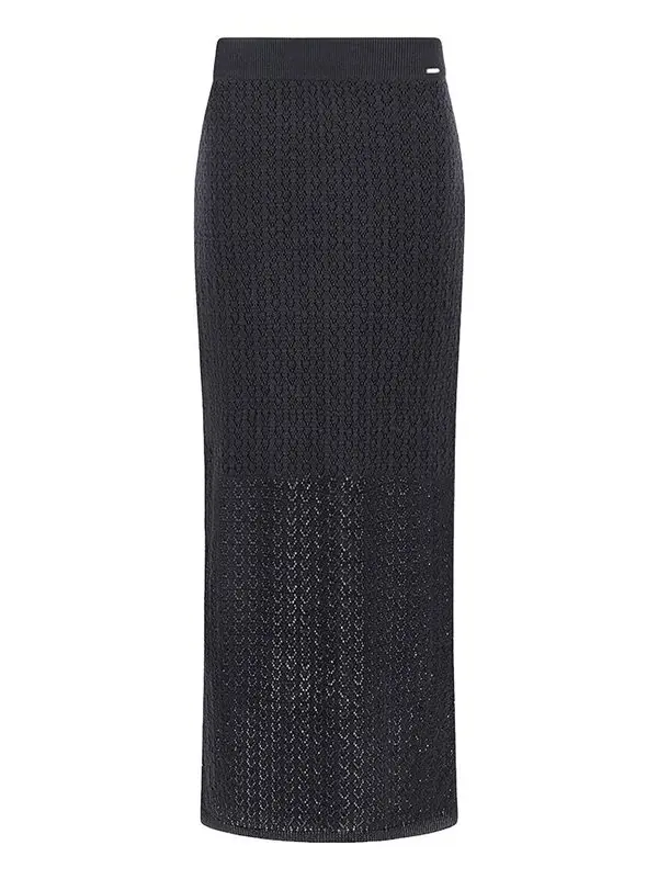 Paul & Shark Open Stitch Linen Knit Maxi Skirt - Blue