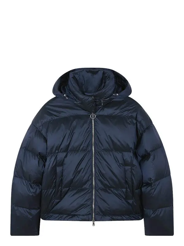 Paul & Shark Shiny Down Jacket With Packable Hood - Blue