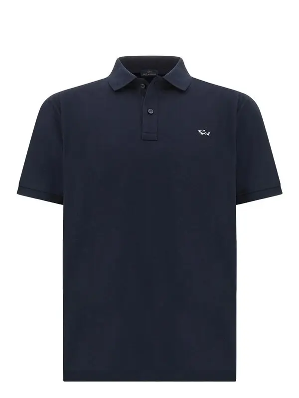 Paul & Shark Double Piqué Cotton Polo Shirt With Shark Embroidery - Blue