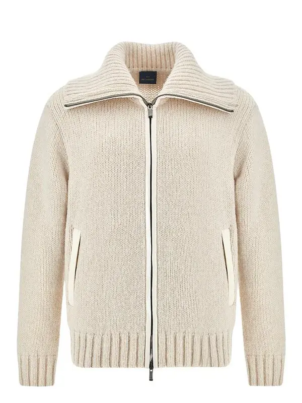 Paul & Shark Fine-gauge Wool Zip-up Sweater - Milk