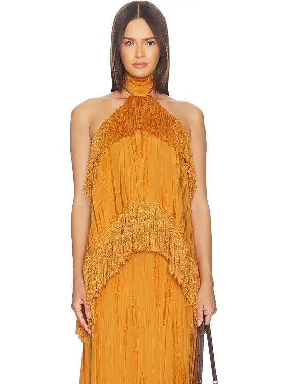 YELLOW THE LABEL Jones Fringe Top - Orange