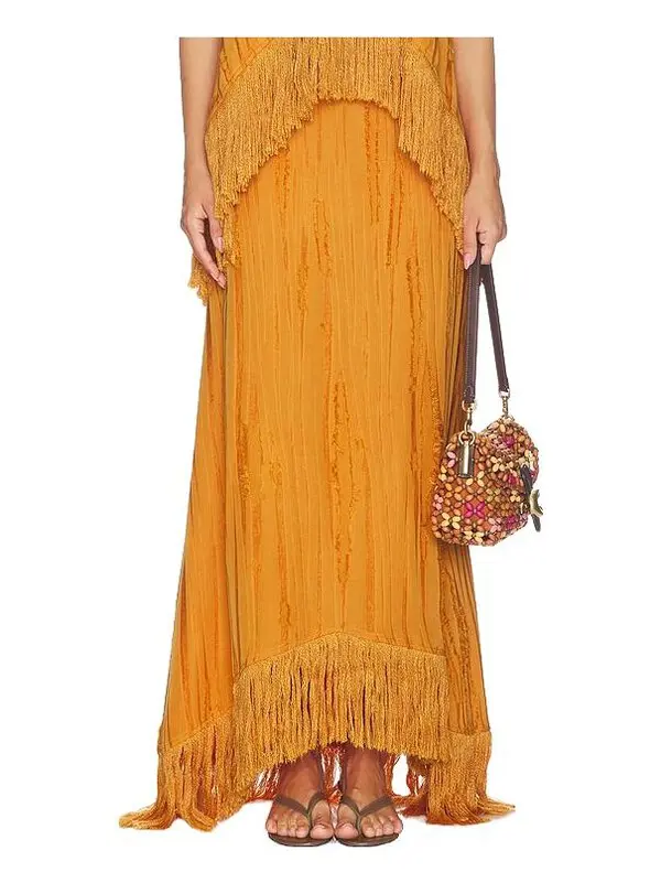 YELLOW THE LABEL Lennie Fringe Skirt - Orange