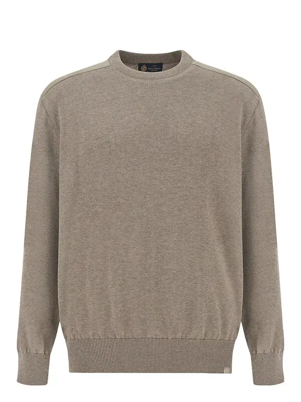 Paul & Shark Silk And Cotton Crew Neck Sweater With Wool And Silk Details - Brindle