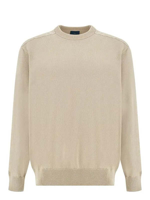 Paul & Shark Crew Neck Sweater In Fresco Cotton With Linen Details - Beige