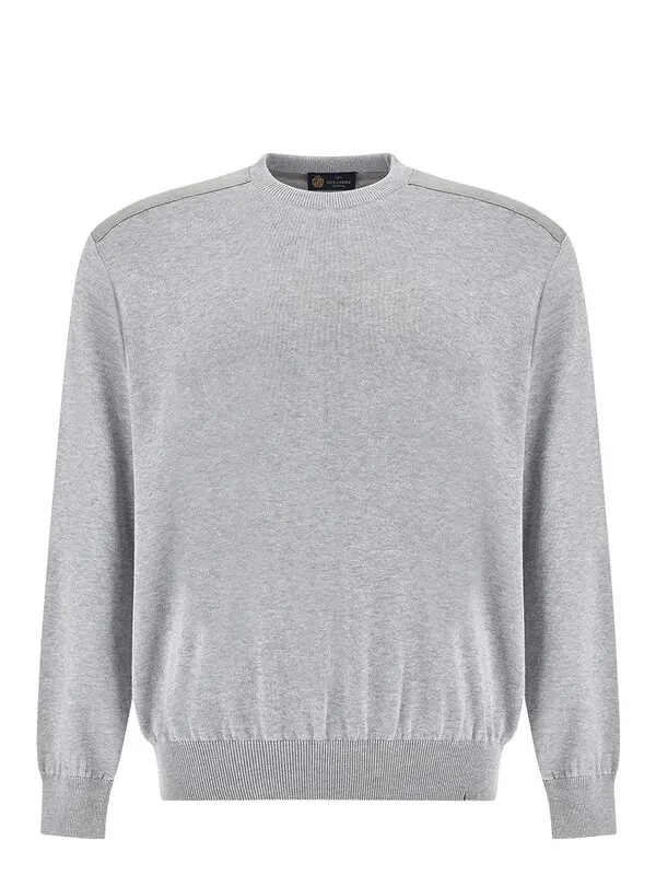 Paul & Shark Silk And Cotton Crew Neck Sweater With Wool And Silk Details - Light Grey