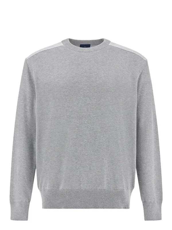 Paul & Shark Crew Neck Sweater In Fresco Cotton With Linen Details - Light Grey