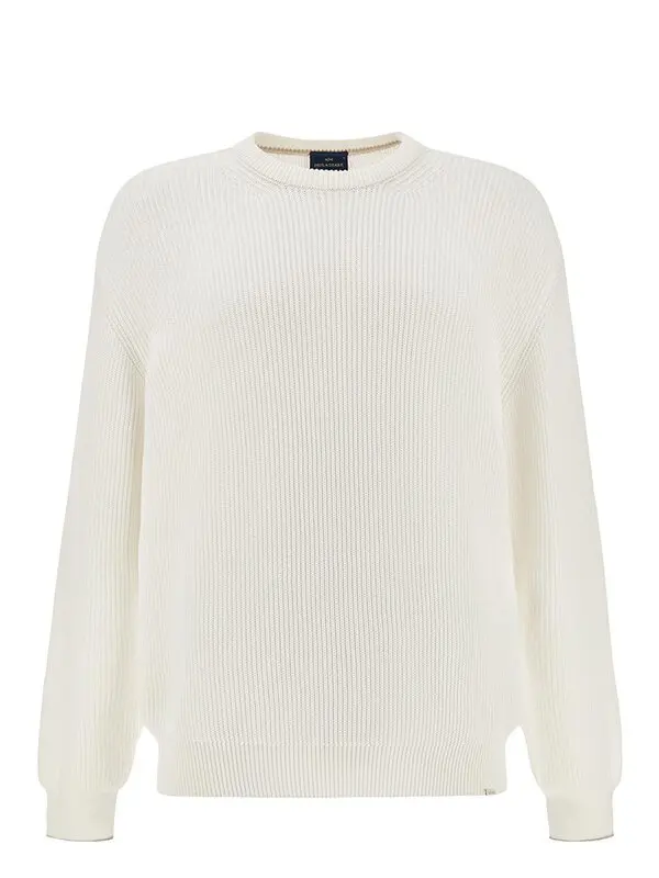 Paul & Shark Crew Neck Piuma Cotton Sweater - Blanc De Blanc