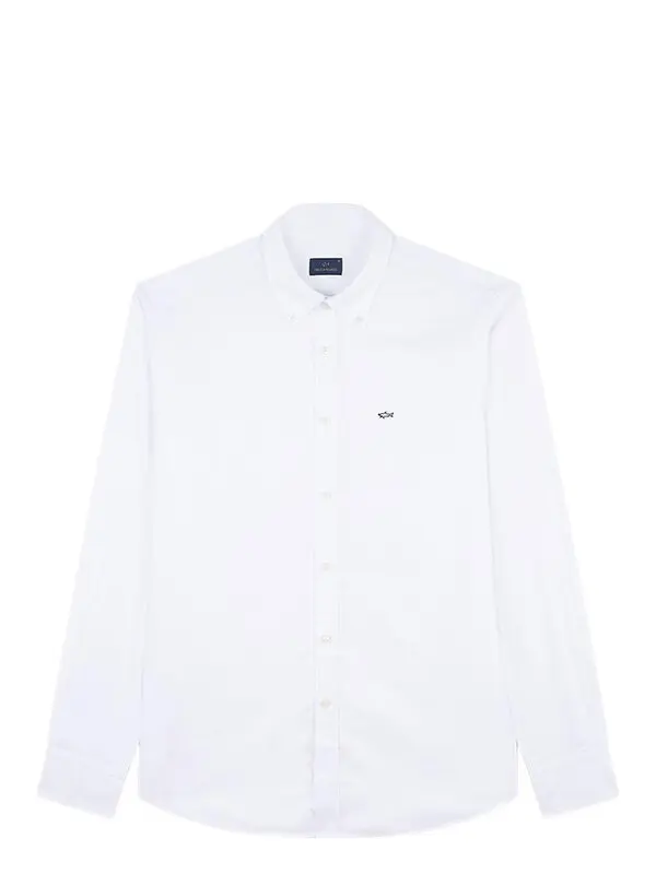 Paul & Shark Oxford Cotton Shirt With Shark Embroidery - White