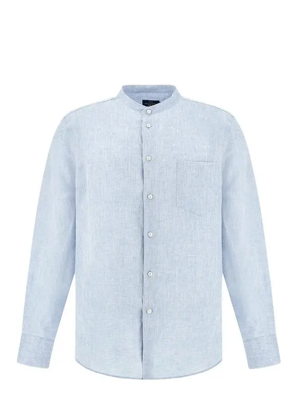 Paul & Shark Garment‑dyed Linen Shirt - Light Blue