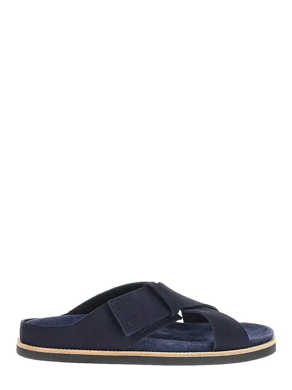 Paul & Shark Suede Slip-on Sandals With Contrast Sole - Dama Blue