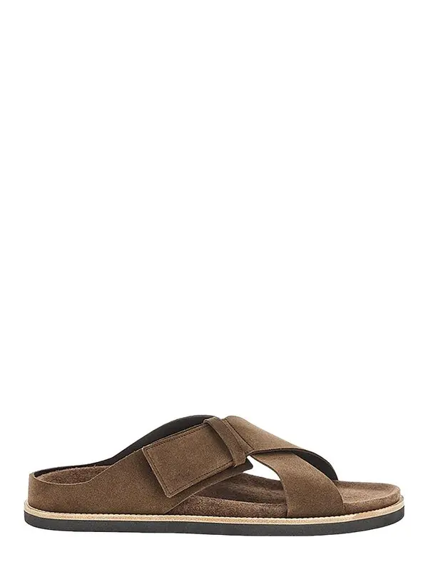 Paul & Shark Suede Slip-on Sandals - Shaved Chocolate