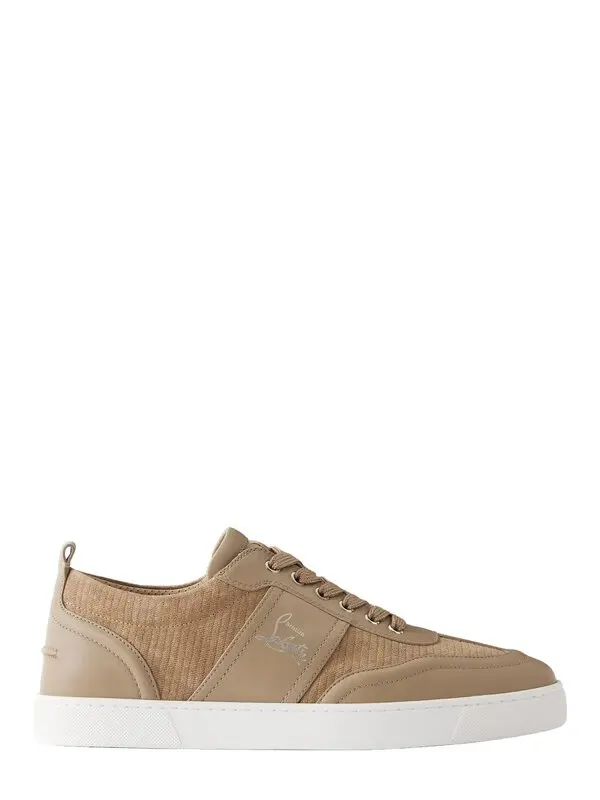CHRISTIAN LOUBOUTIN Retero Suede And Leather Trimmed Sneakers - Neutrals
