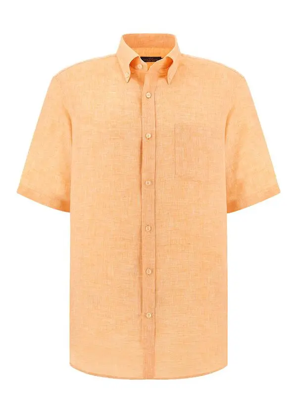 Paul & Shark Soffio Linen Shirt With Short Sleeves - Orange