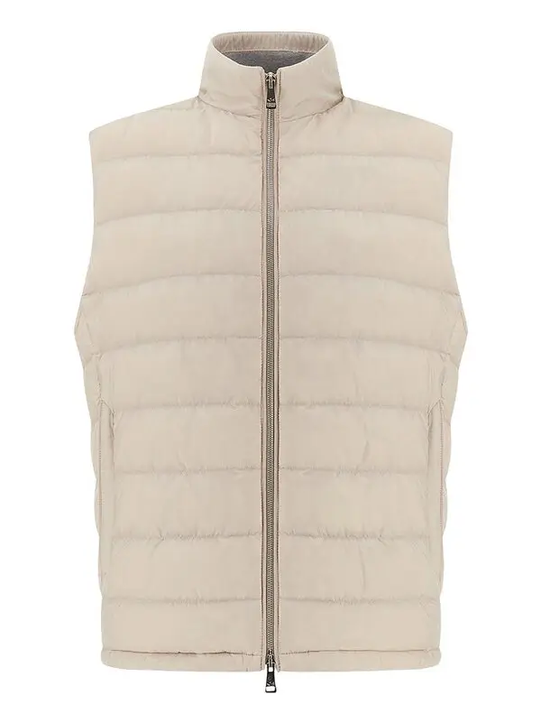 Paul & Shark Technical Ultralight Down Gilet With Alcantara® Details - Oatmeal