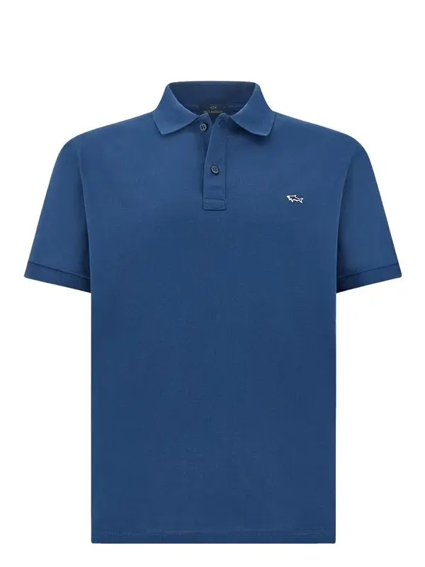 Paul & Shark Double Piqué Cotton Polo Shirt With Shark Embroidery - Bluette