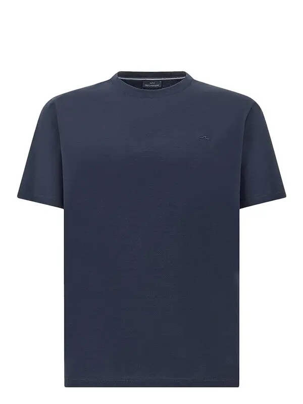 Paul & Shark Cotton Jersey T-shirt With Shark Fin Embroidery - Blue