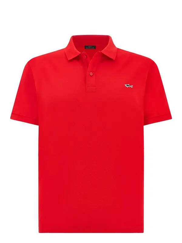 Paul & Shark Double Piqué Cotton Polo Shirt With Shark Embroidery - Red