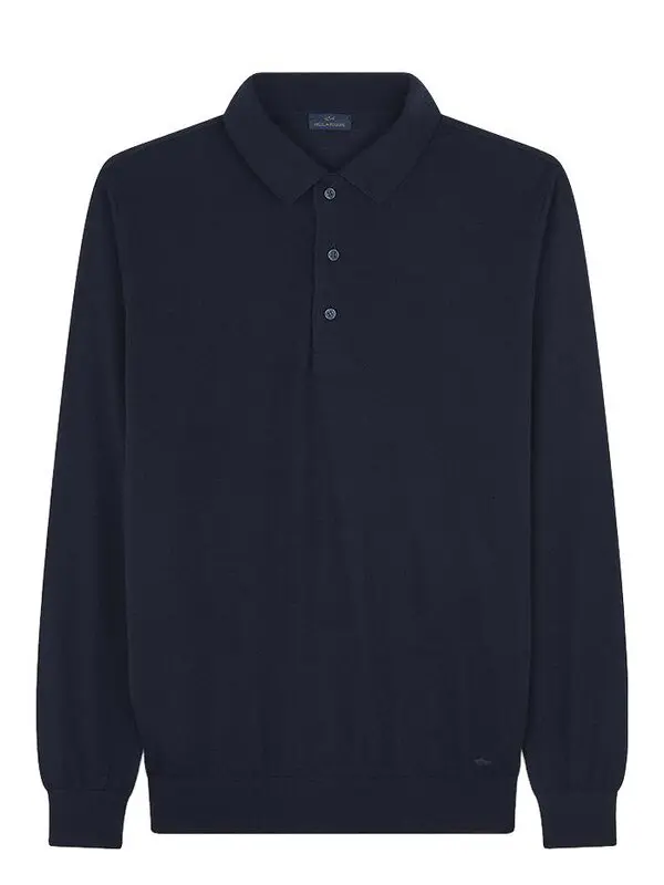 Paul & Shark Ultrafine Merino Wool Polo Shirt With Shark Embroidery - Blue
