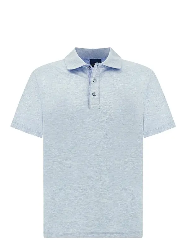 Paul & Shark Polo Shirt In Double Mercerised Cotton Jersey With Linen Details - Cerulean