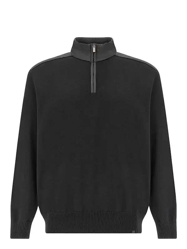 Paul & Shark Soft Cool Touch Wool Half-zip Sweater With Typhoon® Re-4x4 Stretch Details - Black