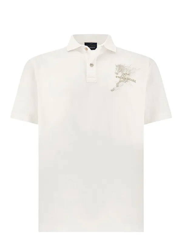 Paul & Shark Cotton Piqué Polo Shirt With Year Of The Horse Print - White