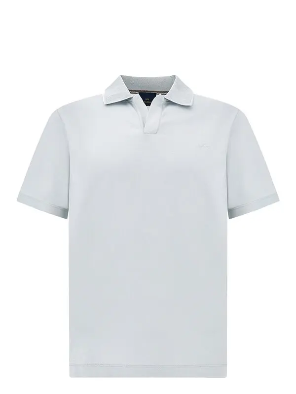 Paul & Shark Open‑collar Polo Shirt In Aqua Touch Cotton - Skyride