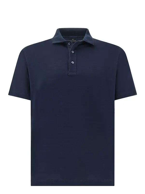 Paul & Shark Polo Shirt In Double Mercerised Cotton Jersey With Linen Details - Dama Blue
