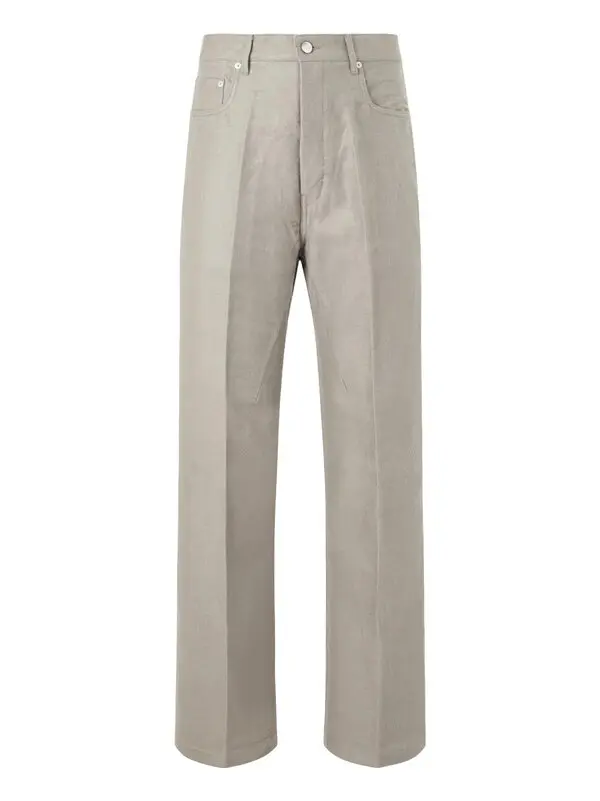 Rick Owens Geth Straight-leg Ramie And Cotton-blend Gabardine Trousers - Gray