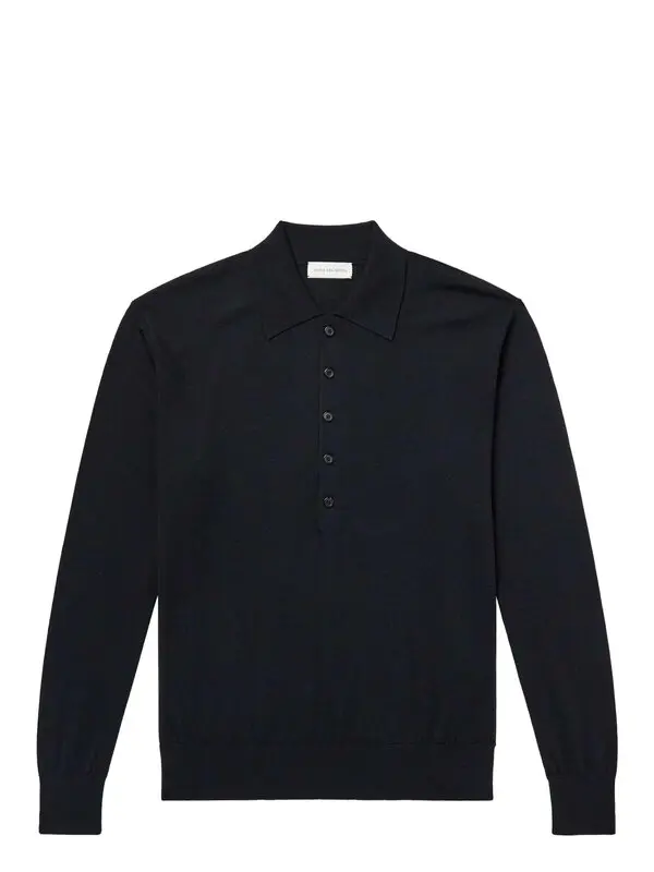 Dries Van Noten Muano Merino Wool Polo Shirt - Black