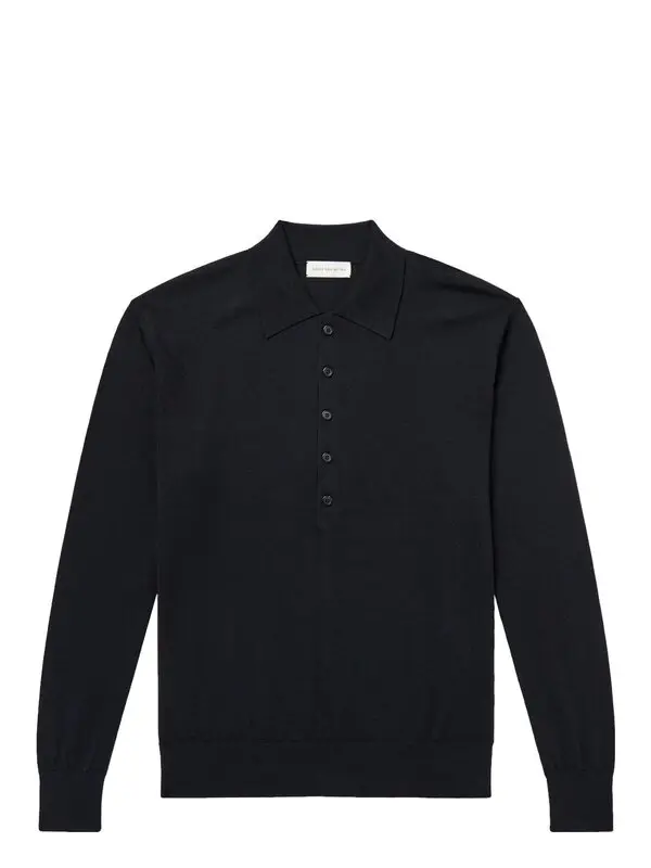 Dries Van Noten Muano Merino Wool Polo Shirt - Black