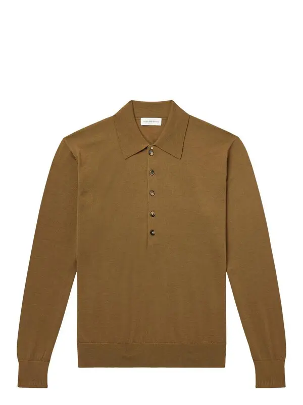 Dries Van Noten Muano Merino Wool Polo Shirt - Neutrals