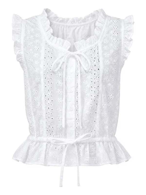THE WELL WORN The Marnie Top Crisp Broderie - White