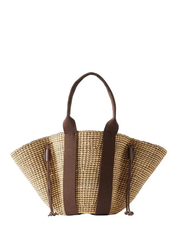 Muuñ Raffia And Leather Tote - Neutrals