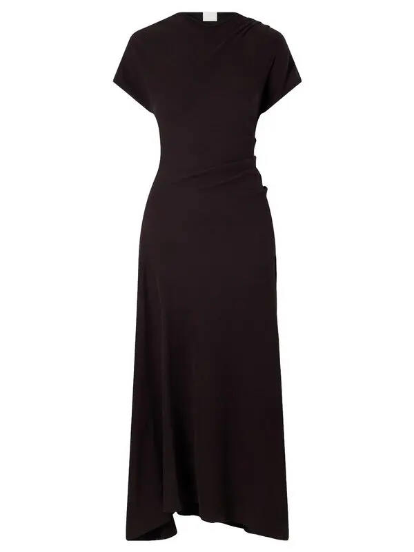 Citizens Of Humanity Kira Sculptural Ribbed Organic Cotton-blend Maxi Dress - Brown