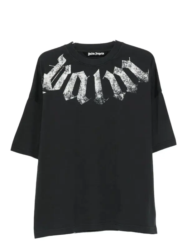 Palm Angels Logo Cotton T-shirt - Black