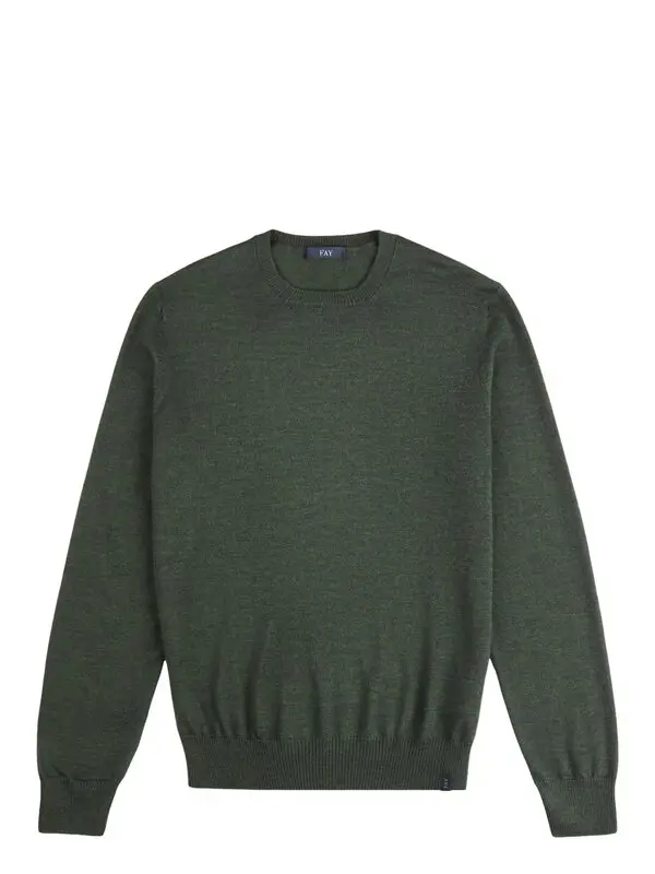 FAY Wool Crew Neck Pullover - Green