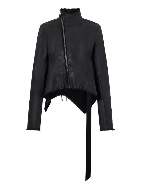 Rick Owens Naska Gary Distressed Waxed Denim Jacket - Black