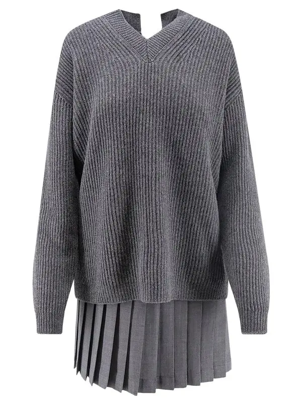 SEMICOUTURE Oliva Merino Wool Blend Dress - Grey