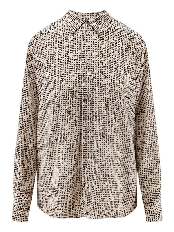 Balenciaga All Over Print Silk Shirt - Beige