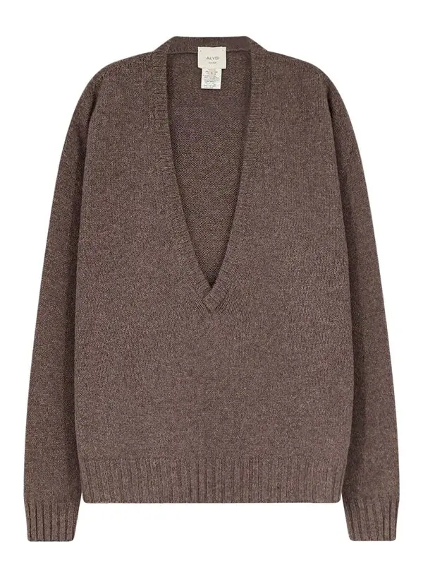 ALYSI Wool And Cashmere Blend V-neck Sweater - Brown
