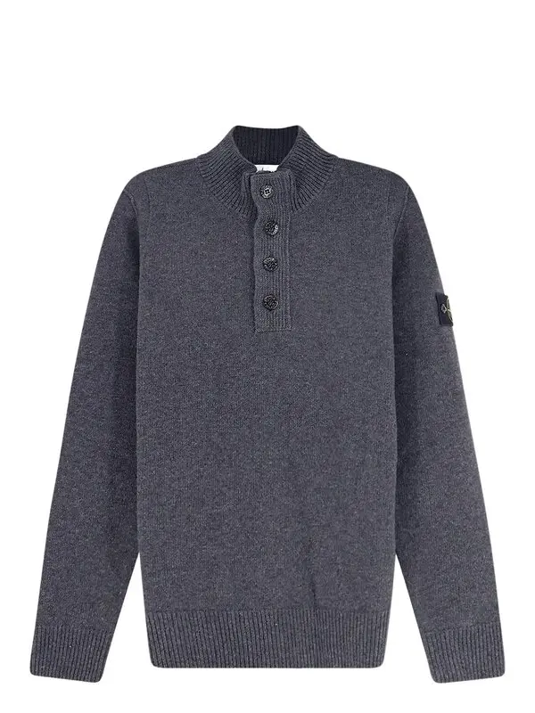 Stone Island Virgin Wool Blend High Neck Sweater - Grey