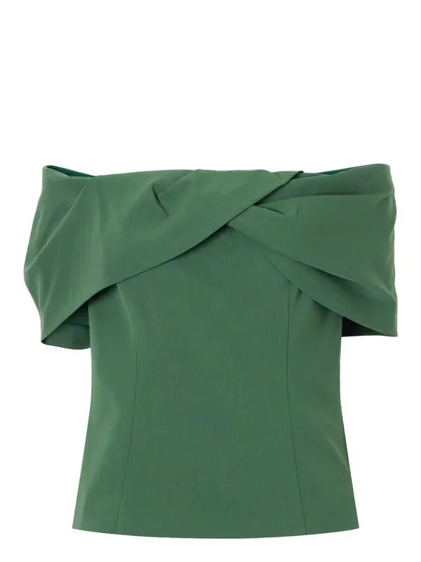 Carolina Herrera Off-the-shoulder Wool-blend Blouse - Green