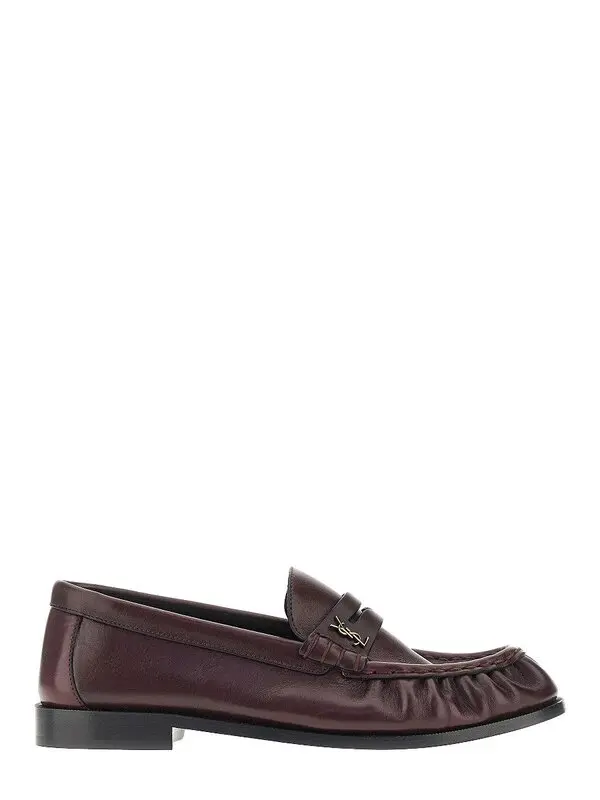 Saint Laurent Leather Loafers With Cassandre Logo - Red