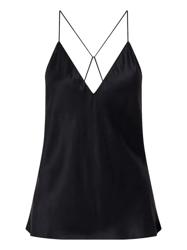 NILI LOTAN Emile Silk-satin Cami - Black