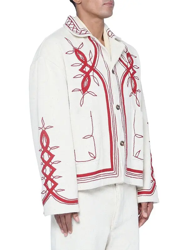 BAZISZT Baya Embroidered Jacket - Beige/red