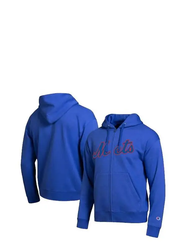 Champion New York Mets All-star Wordmark Full-zip Hoodie - Royal