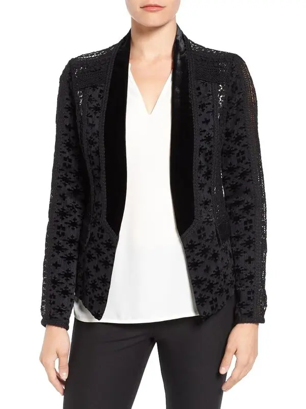Kobi Halperin Pippa Velvet & Lace Jacket - Black